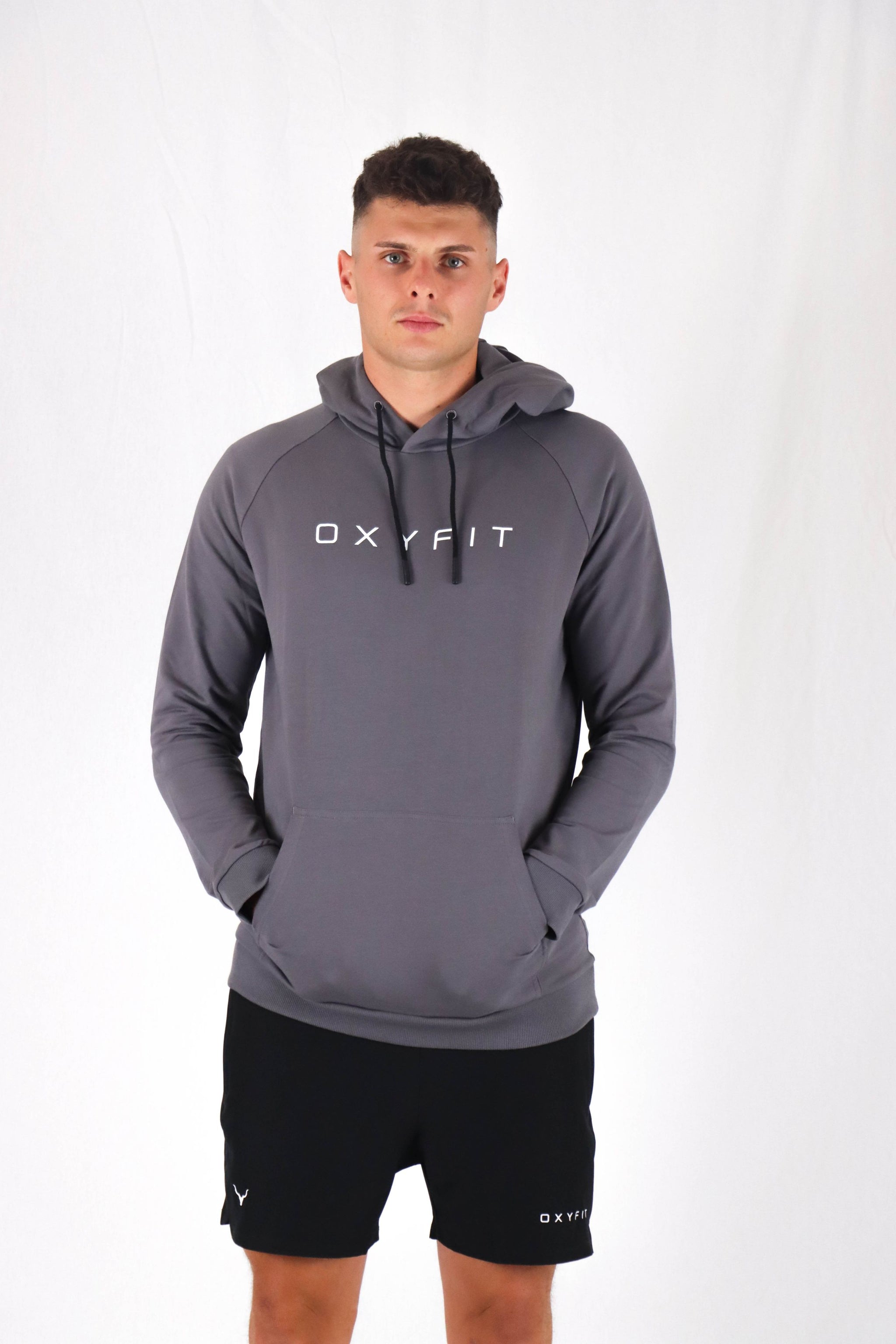 Oxyfit Mens Gym Hoodie | Shadow Grey | Workout Jumper New Zealand