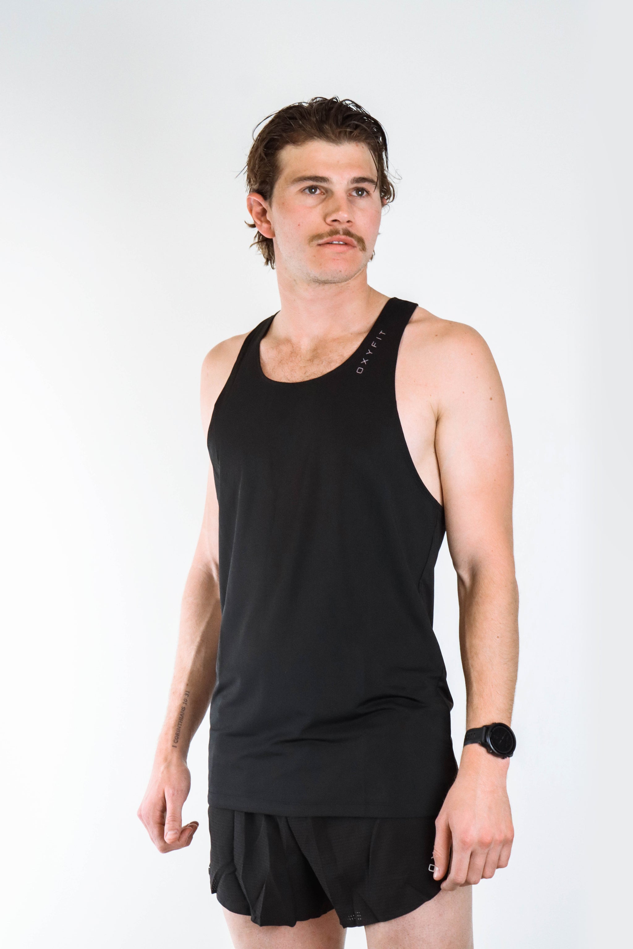 Mens Race Running Singlet | Oxyfit | Jet Black