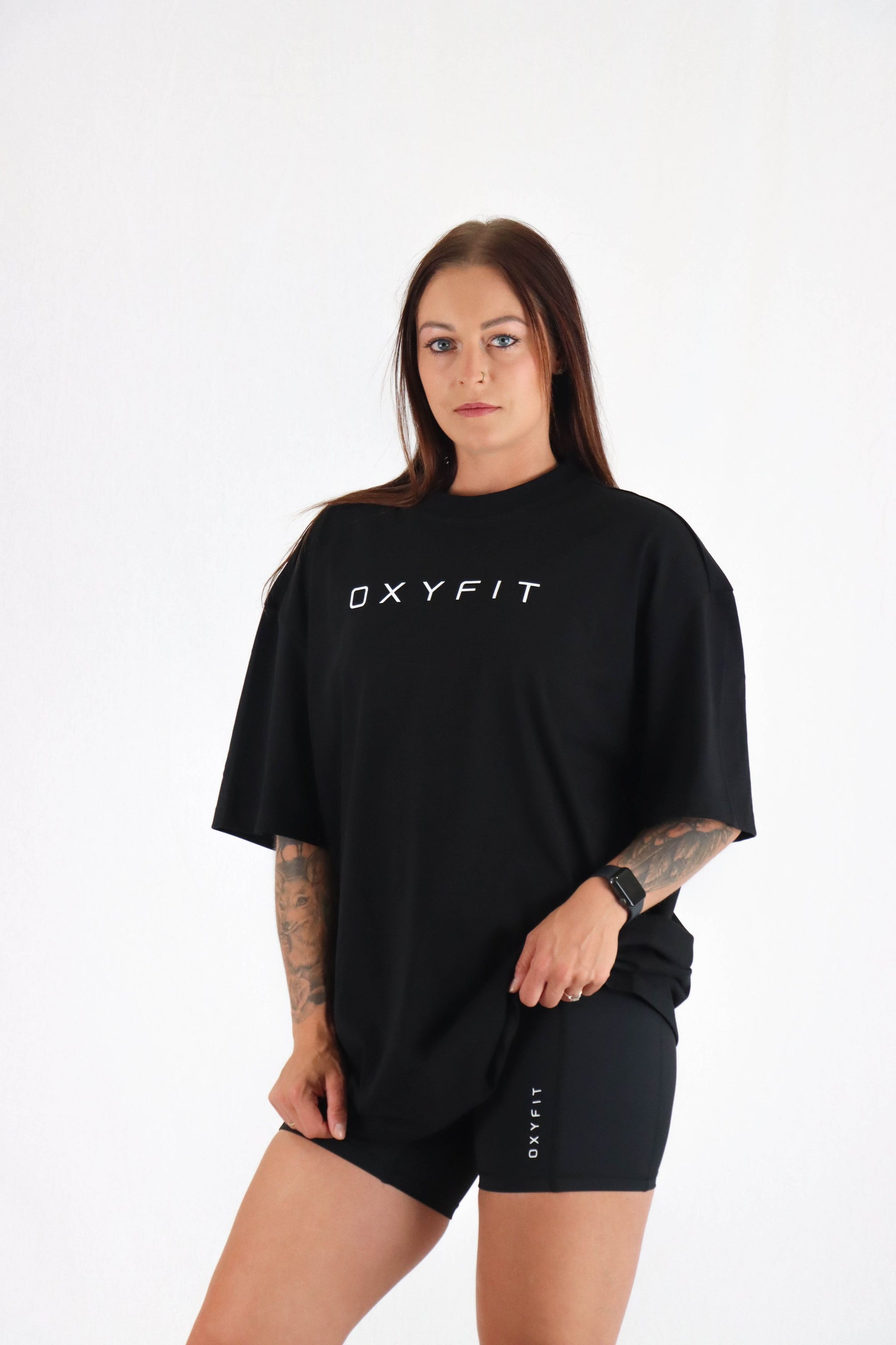 Oxyfit Womens Ether Heavy Oversized Tees | Black